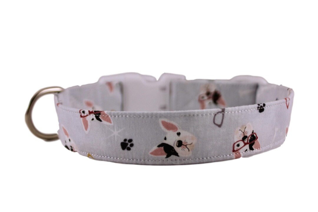 Frenchie Friends Collar, Gray Dog Collar, White Dog Collar, Custom Pet ...