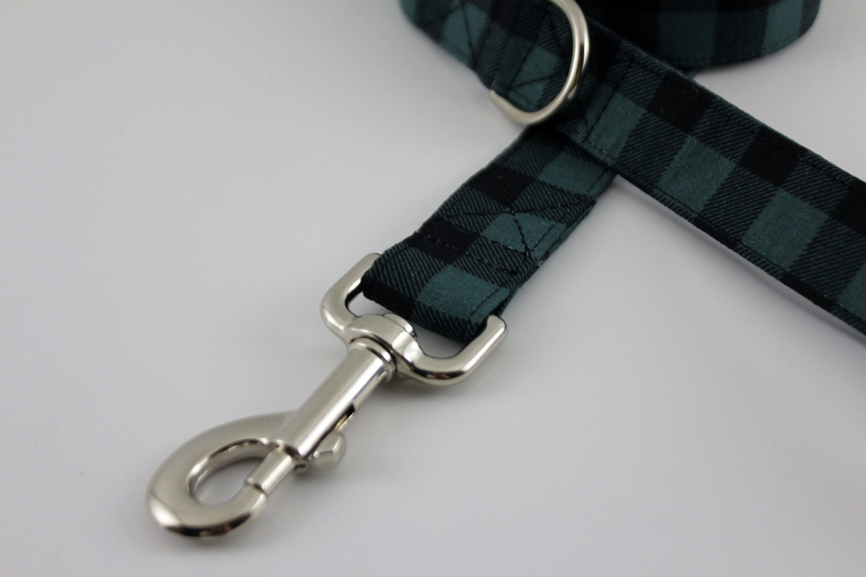 Evergreen Buffalo Plaid Leash, Green Dog Leash, Plaid Leash, Custom Dog ...