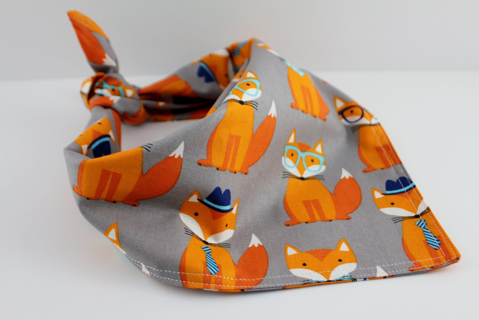 Smart Fox Bandana, Pet Bandana, Gray Bandana, Fox Dog Bandana, Orange ...