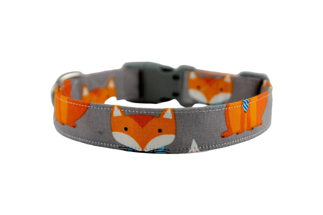 Smart Fox Collar, Fox Dog Collar, Gray Collar, Boy Collar, Custom ...