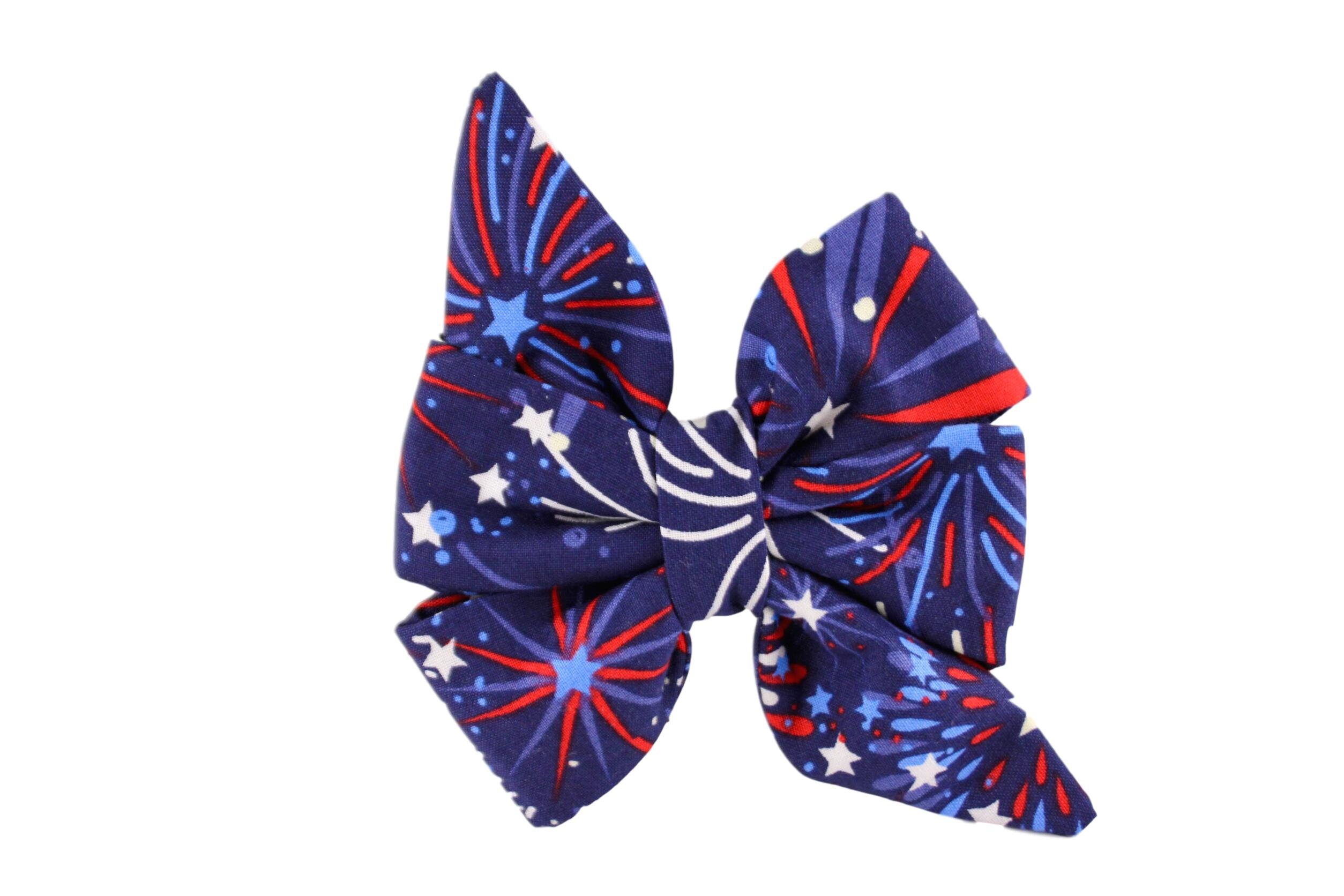 Blue Fireworks Sassy Bow, Girly Collar Bow, Collar Upgrade, Collar Bow ...