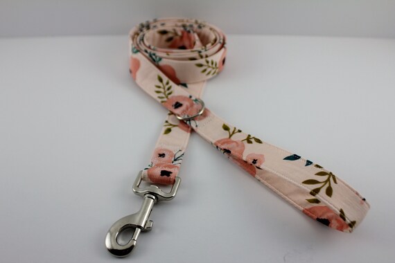 Peach Poppys Leash Floral Dog Leash Pet Leash Girly Leash | Etsy