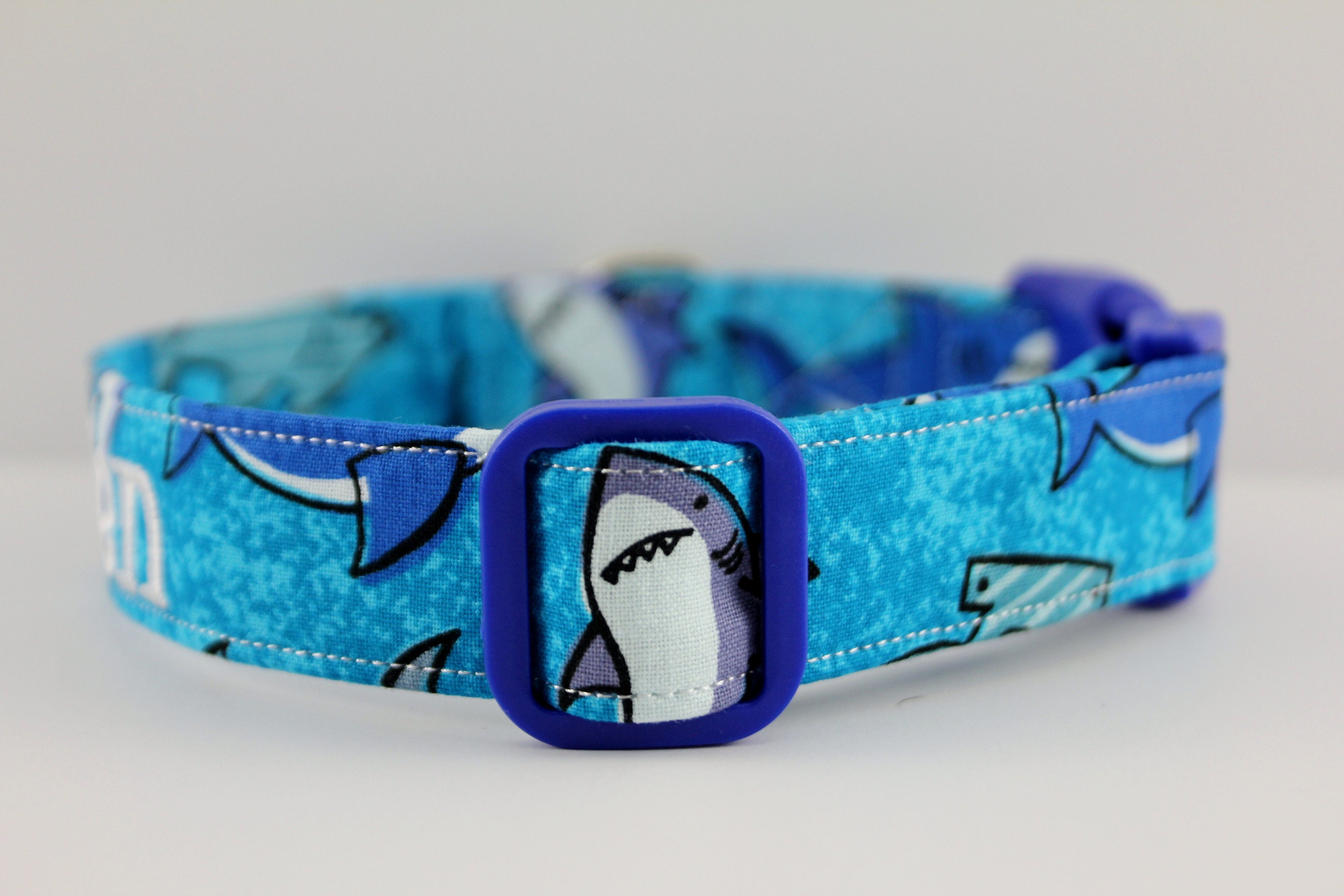 Circlin Sharks Collar Shark Dog Collar Blue Collar boy | Etsy