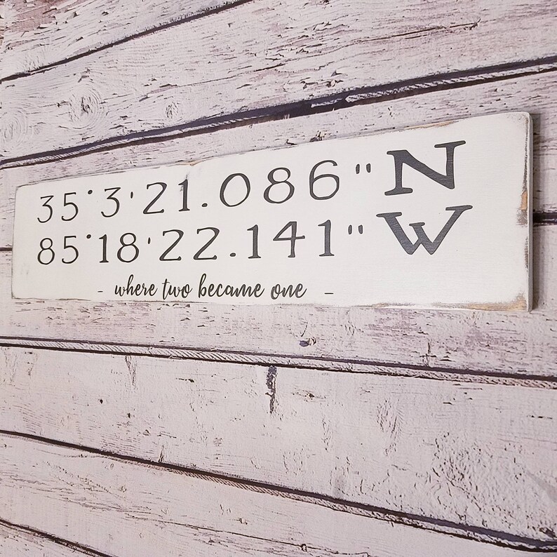 Custom Wood Sign Location Sign GPS Sign Lat Long Sign | Etsy