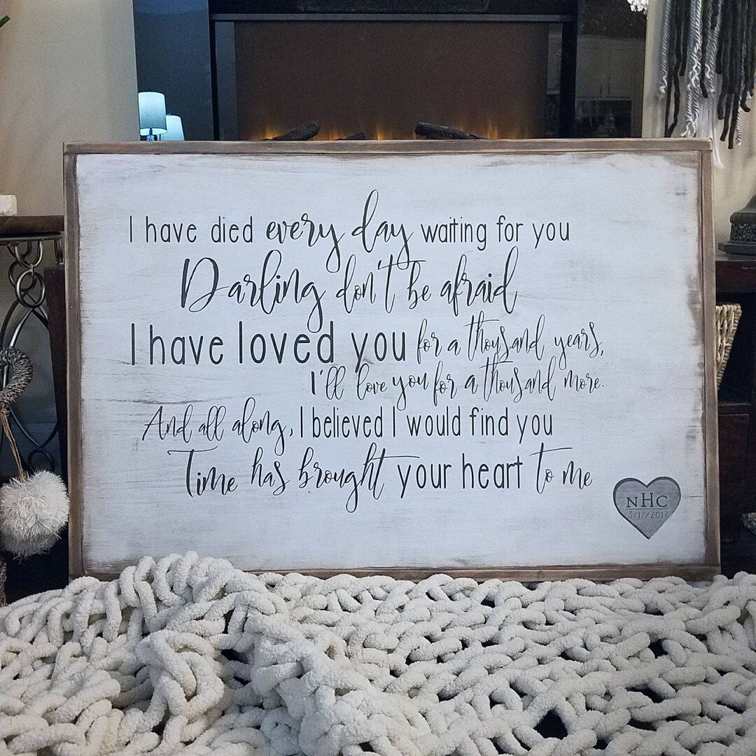 Thousand Years | Christina Perri | Song Lyric | Large Framed Wood Sign ...