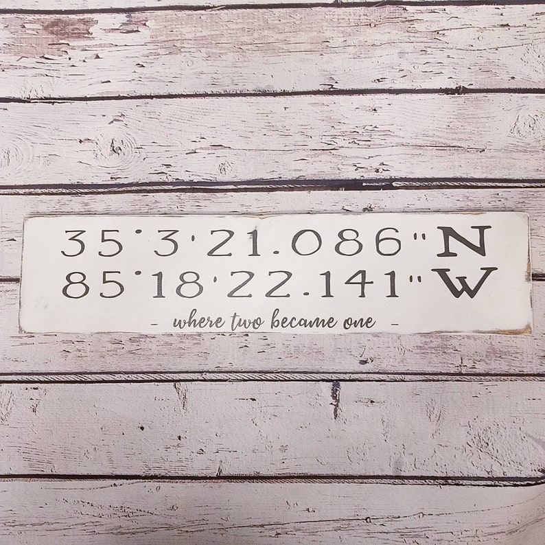 Custom Wood Sign Location Sign GPS Sign Lat Long Sign | Etsy