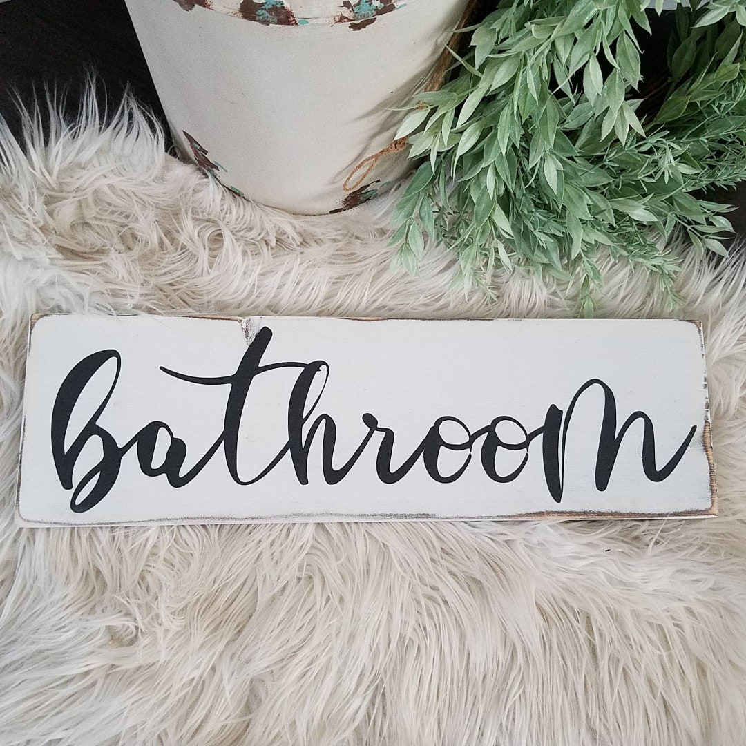Bathroom Sign Bathroom Decor Wood Bathroom Wall Art Home Decor Rustic ...