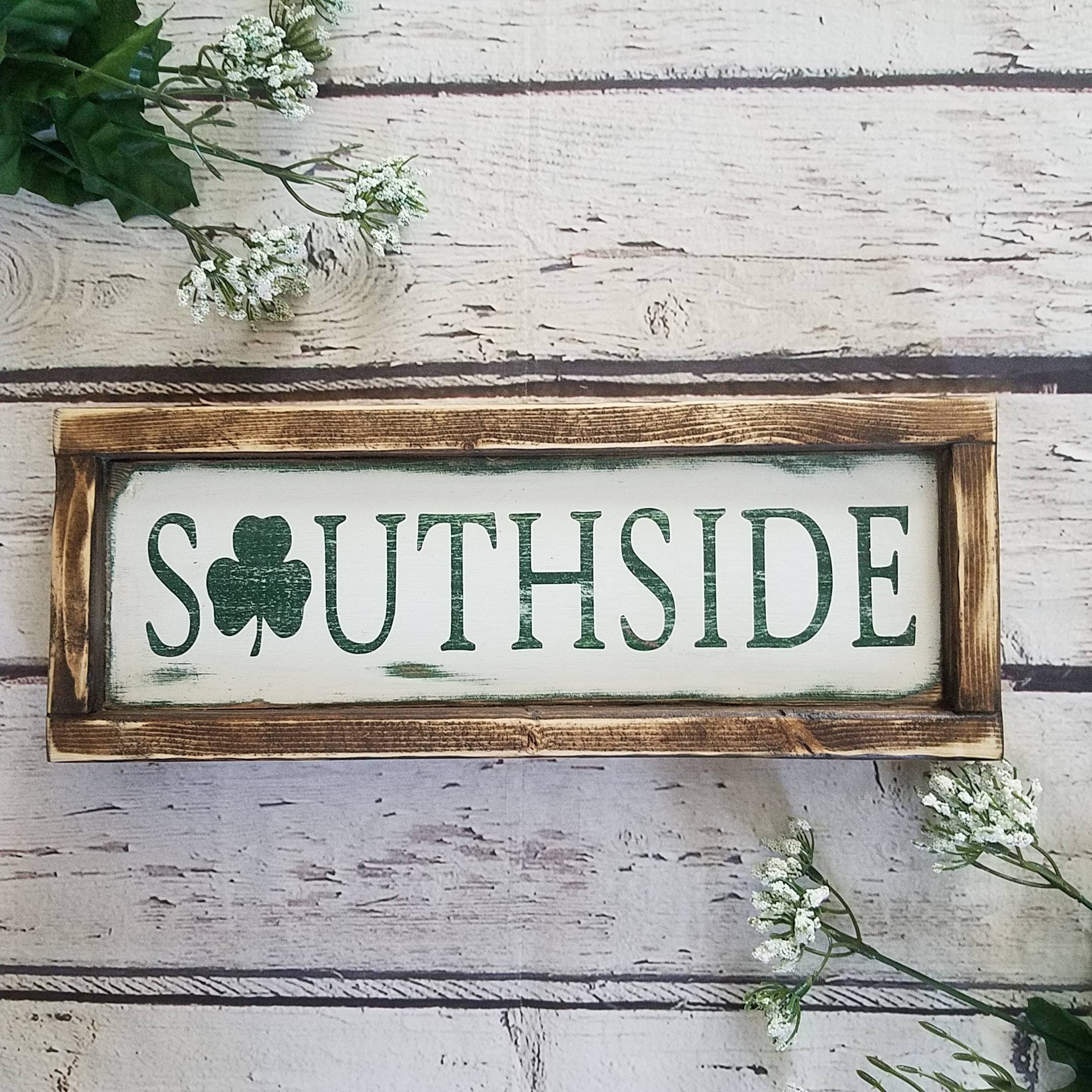 SOUTHSIDE | Chicago Sign | Southie, MA Sign | Massachusetts | Framed ...