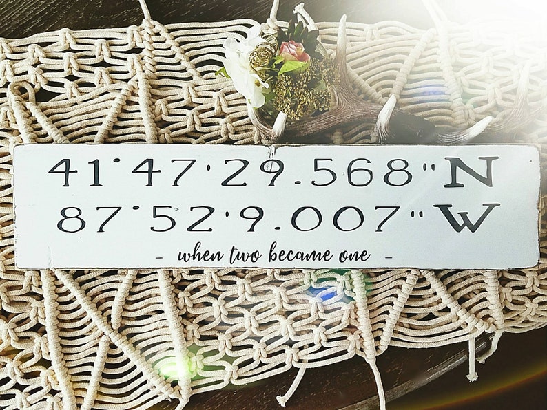 Custom Wood Sign Location Sign GPS Sign Lat Long Sign | Etsy