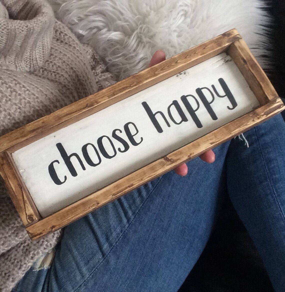 Choose Happy Wood Sign Happiness Quote Modern Farmhouse - Etsy