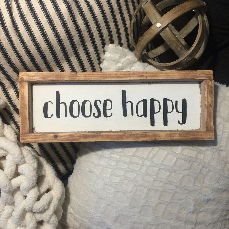 Choose Happy Wood Sign Happiness Quote Modern Farmhouse - Etsy