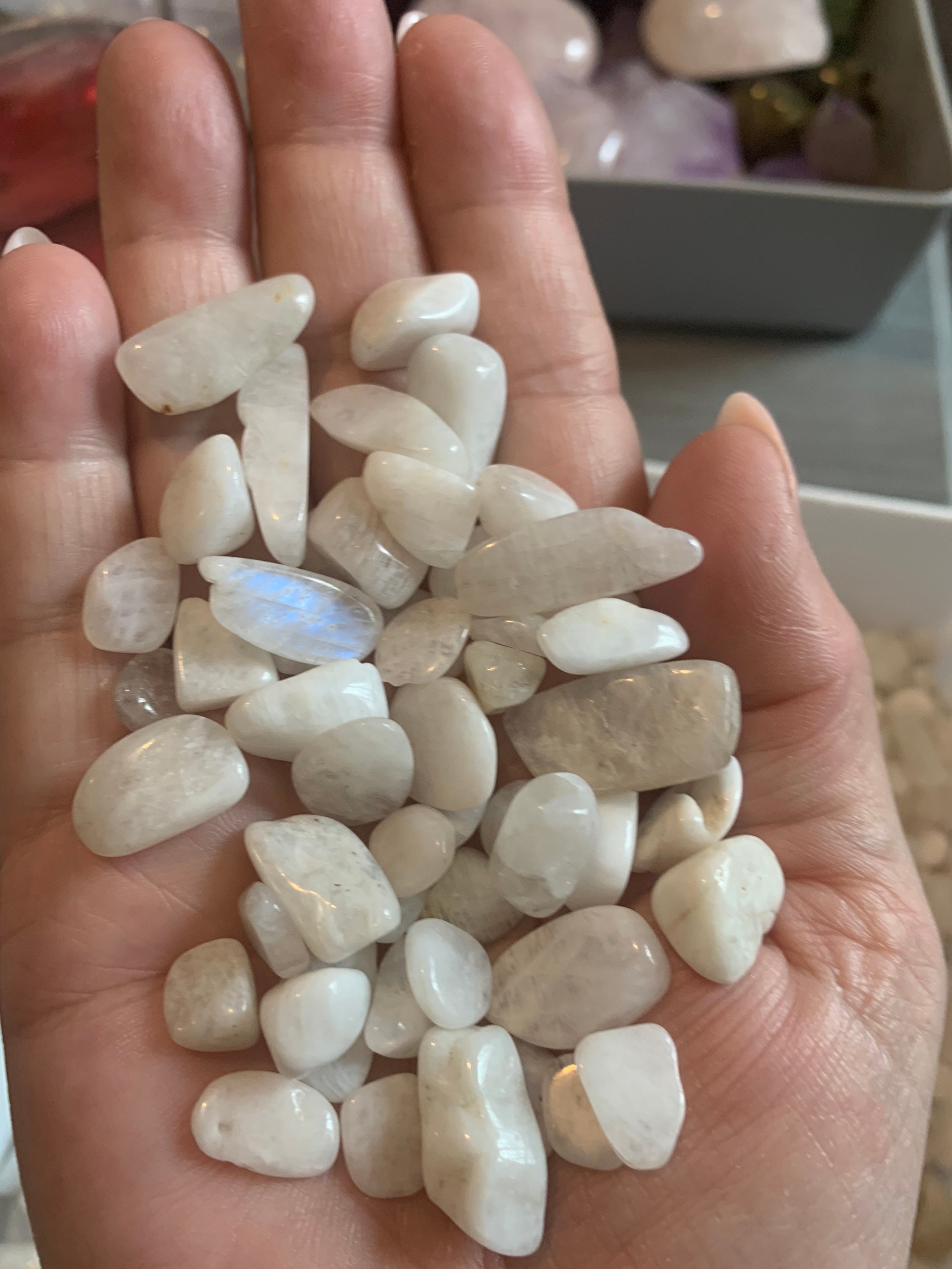 Flashy White Moonstone Large size crystal chips 100g bag FREE | Etsy