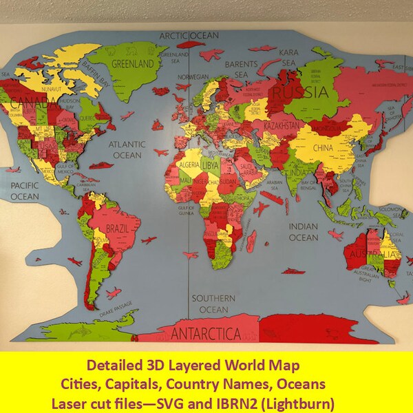 World Map Lightburn - Etsy