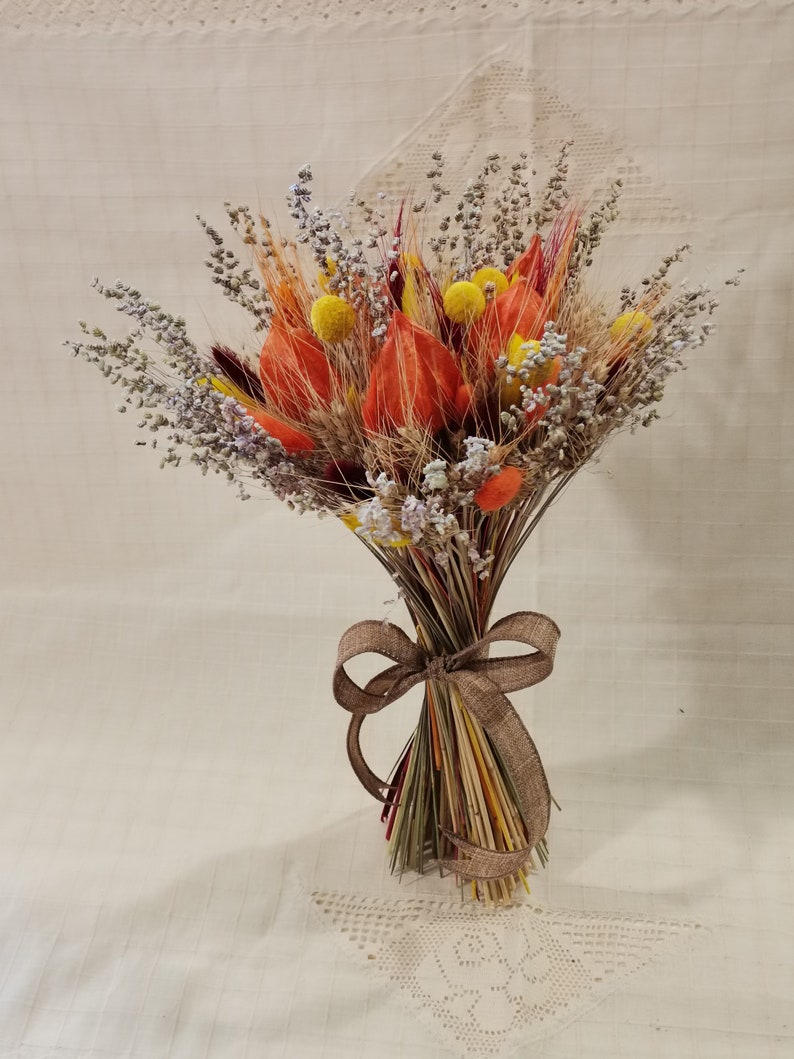Fall Dry Flower Bouquet Dried Flowers Bouquet Orange - Etsy