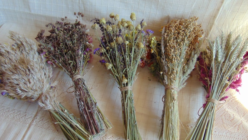 Set of 5 Dried flower bouquets Natural decorVase filler | Etsy
