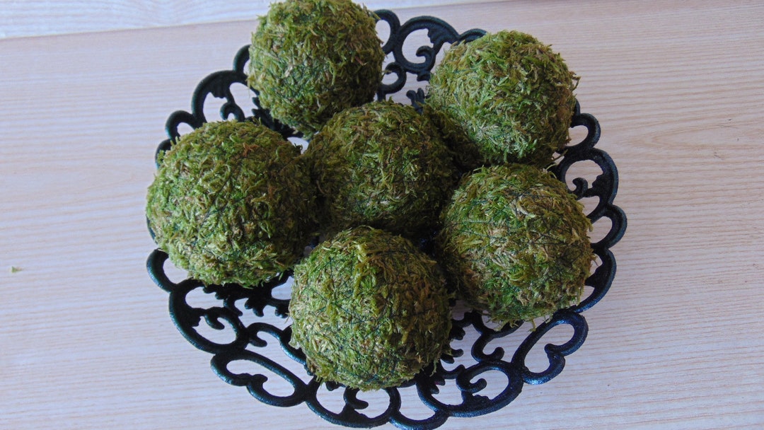 Set of 6 Moss Covered Balls, Moss Balls, Rustic Decor, Natural ...