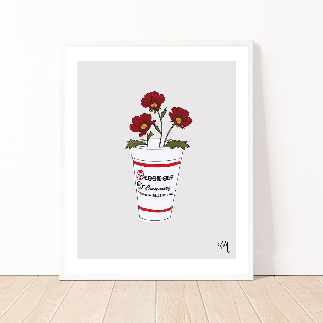 Cook Out Art, Quirky Wall Art, Flower Art, Cook Out Wall Art, Quirky ...
