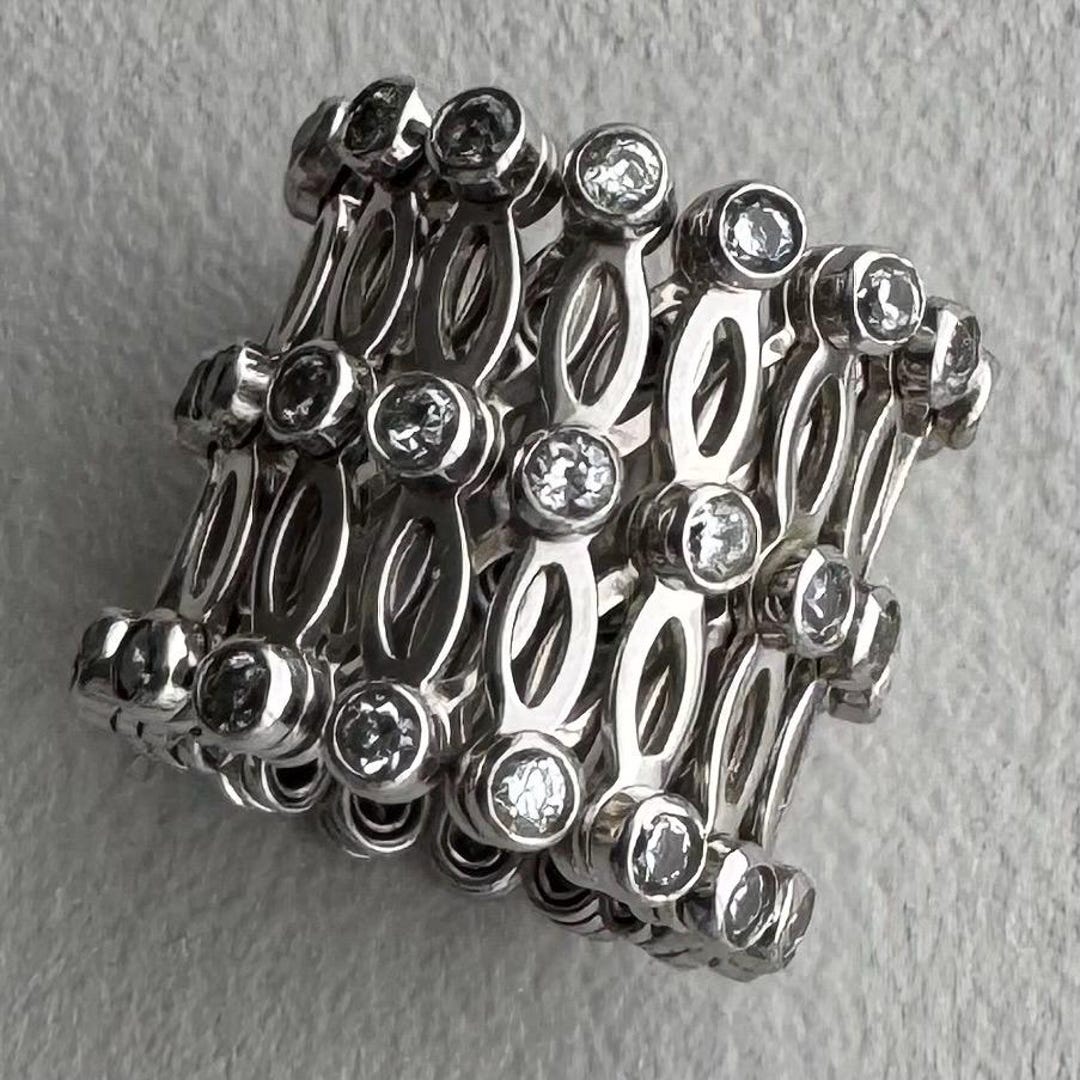 Vintage Concertina 2-in-1 Adjustable Ring & Bangle in Sterling Silver ...
