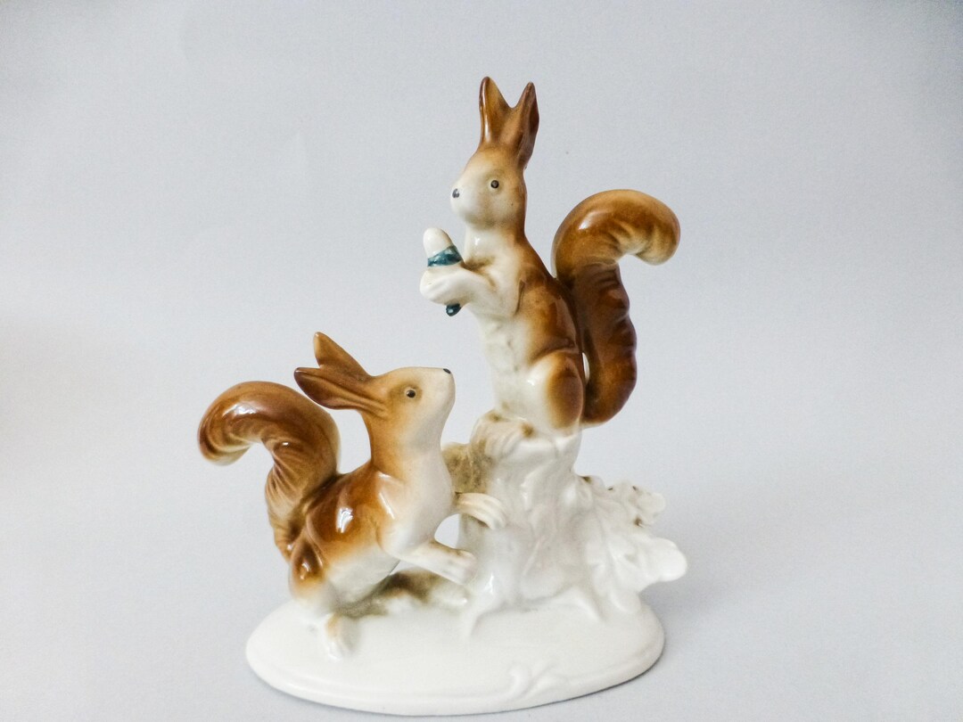 Vintage Porcelain Animal Figurine,lovely Squirrel Couple,playing ...