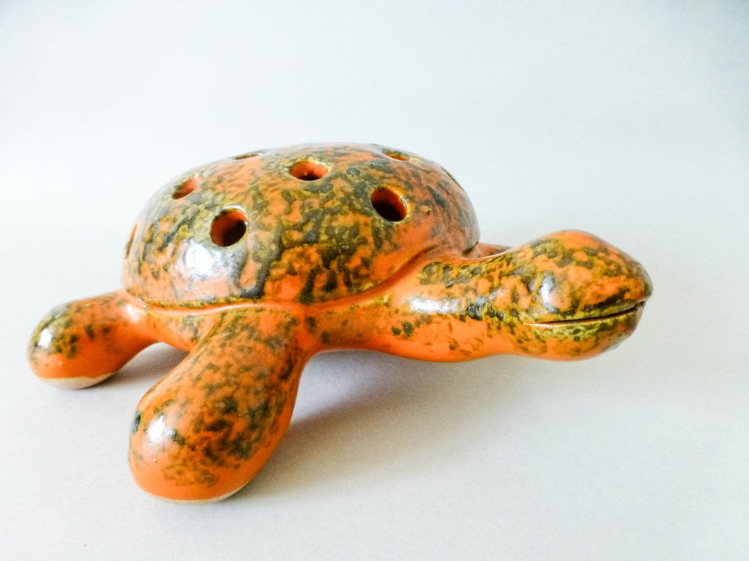 Vintage Ceramic Turtle Pencil Holder: Handmade Pottery Figurine - Etsy
