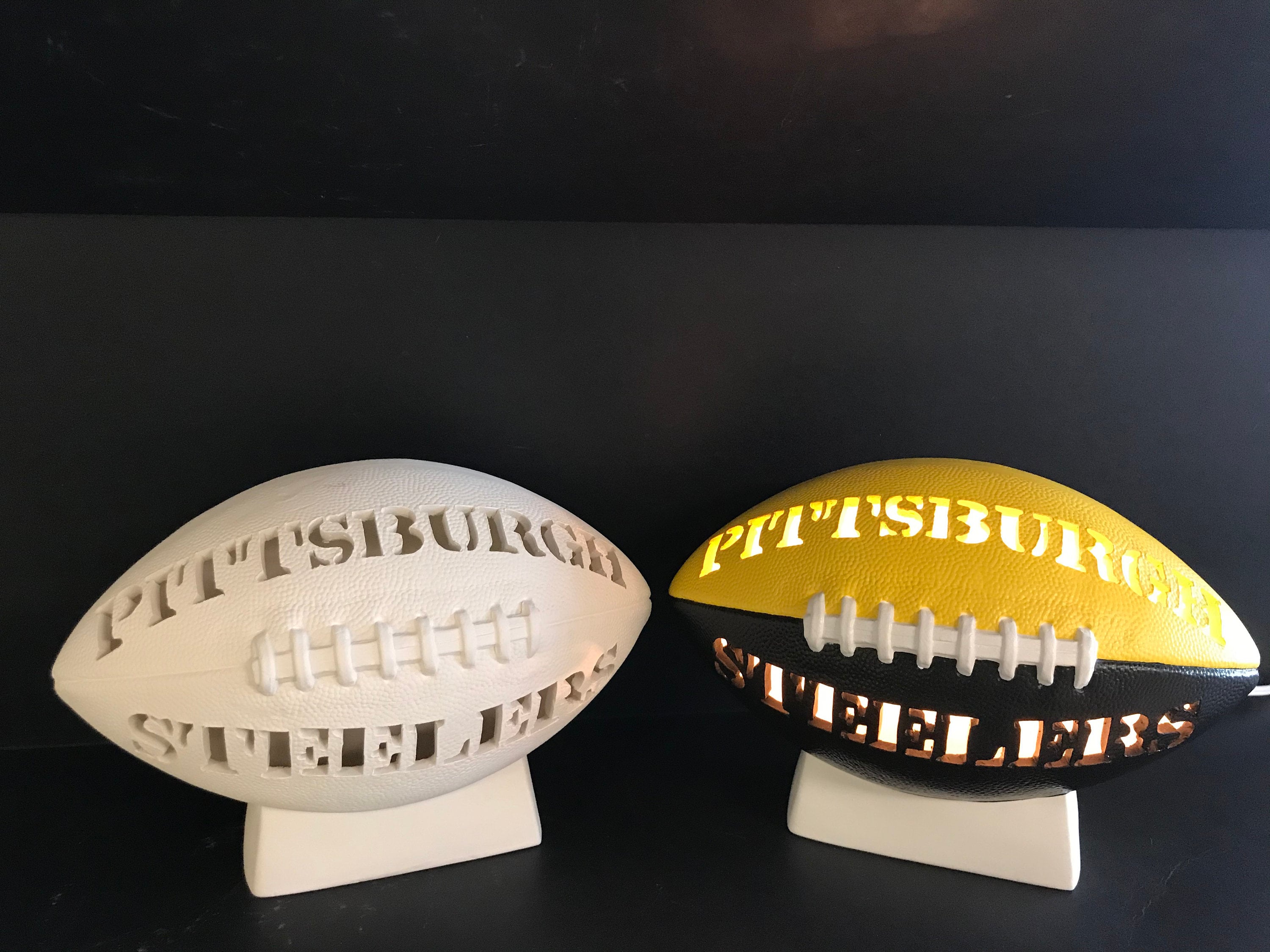 Painted Steelers Ceramic Lighted Football - Etsy
