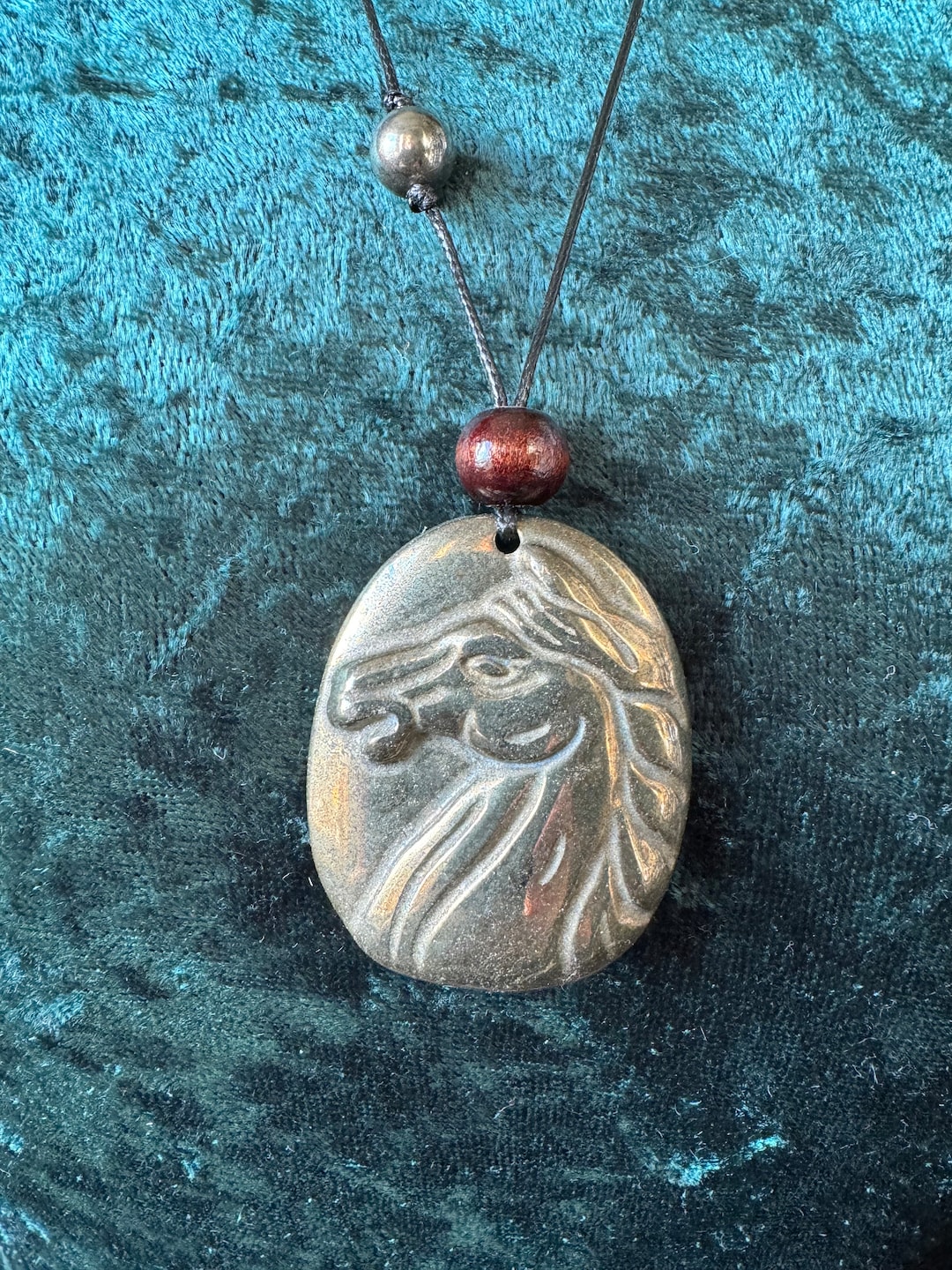 Epona Horse Goddess Carved Pyrite Necklace - Etsy