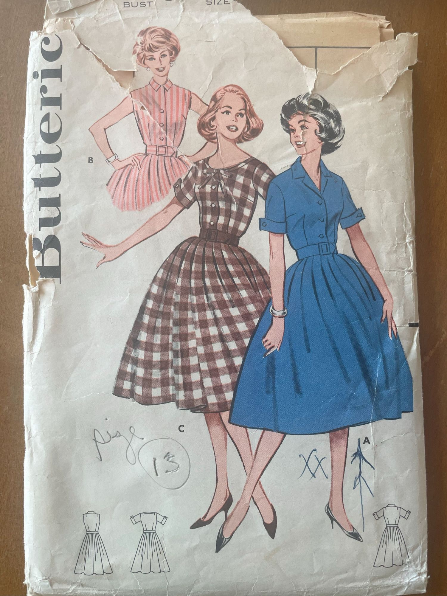 Four 1950's Vintage Dress Patterns - Etsy