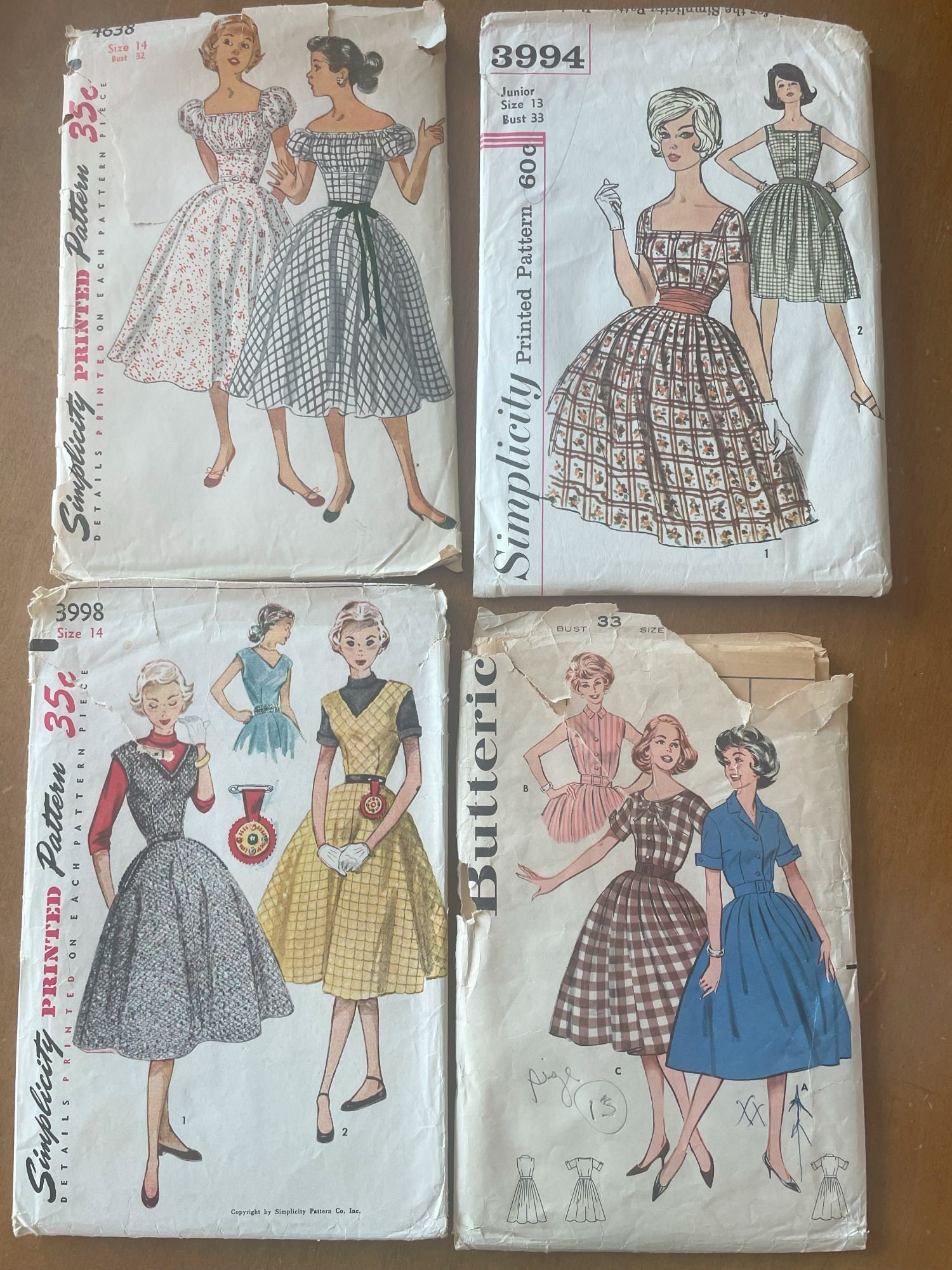 Four 1950's Vintage Dress Patterns - Etsy