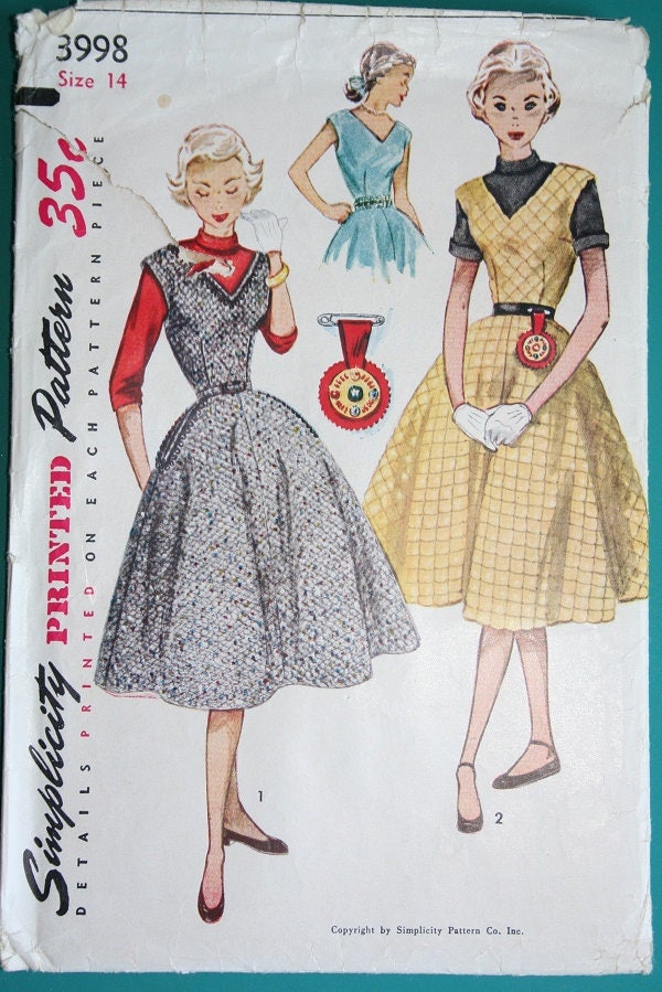 Four 1950's Vintage Dress Patterns - Etsy