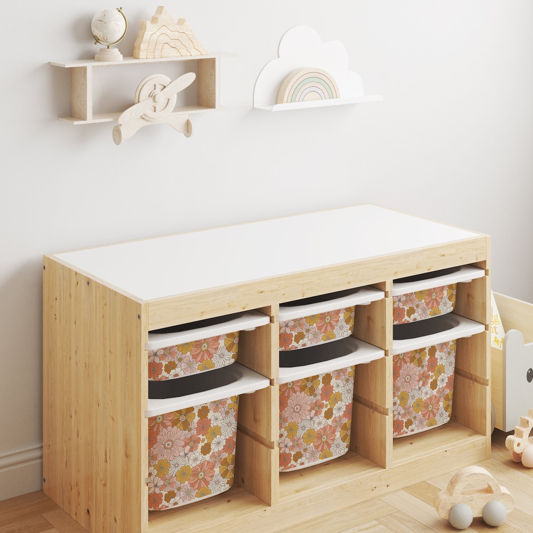 Chloe Retro Floral Storage Bin Sticker // IKEA Trofast Wrap / IKEA ...