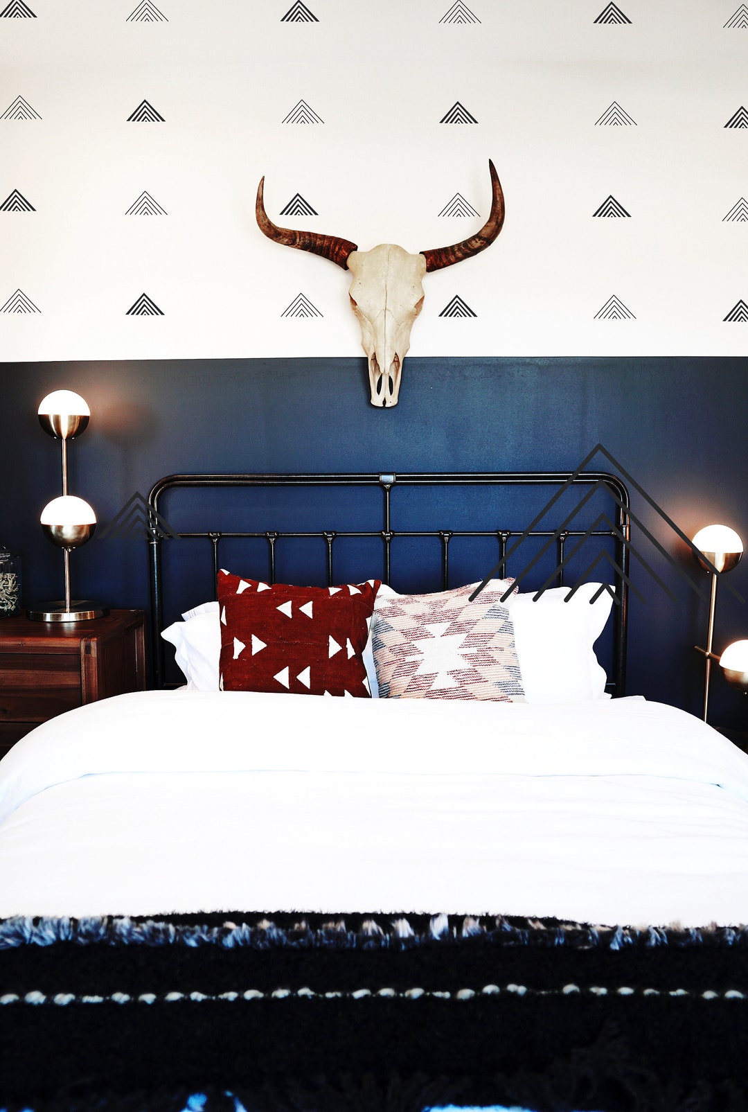 Geometric Triangle Line Wall Decals // Mudcloth Inspired Pattern ...