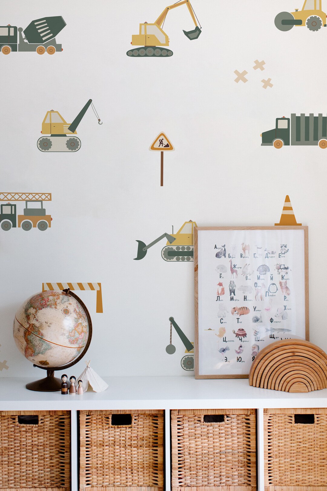 Construction Truck Wall Decals // Digger Dumper Bulldozer Decor / Boy's ...