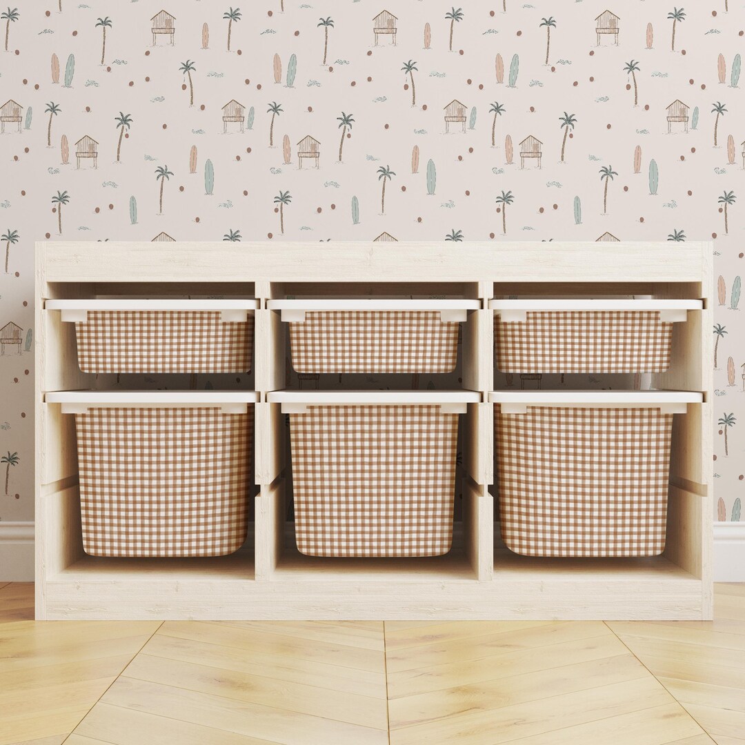 The Blake Gingham Storage Bin Sticker // IKEA Trofast Wrap / IKEA ...