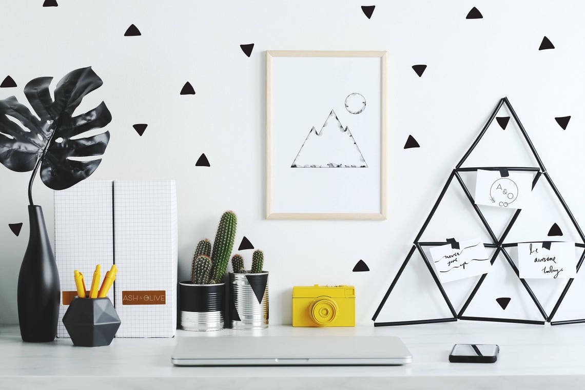 Hand Drawn Triangle Wall Decals - Bedroom/office/bathroom/kid's - Etsy