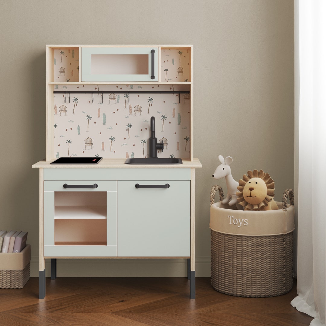 IKEA DUKTIG Play Kitchen in Surf Shack // Play Kitchen Decal Set / IKEA ...