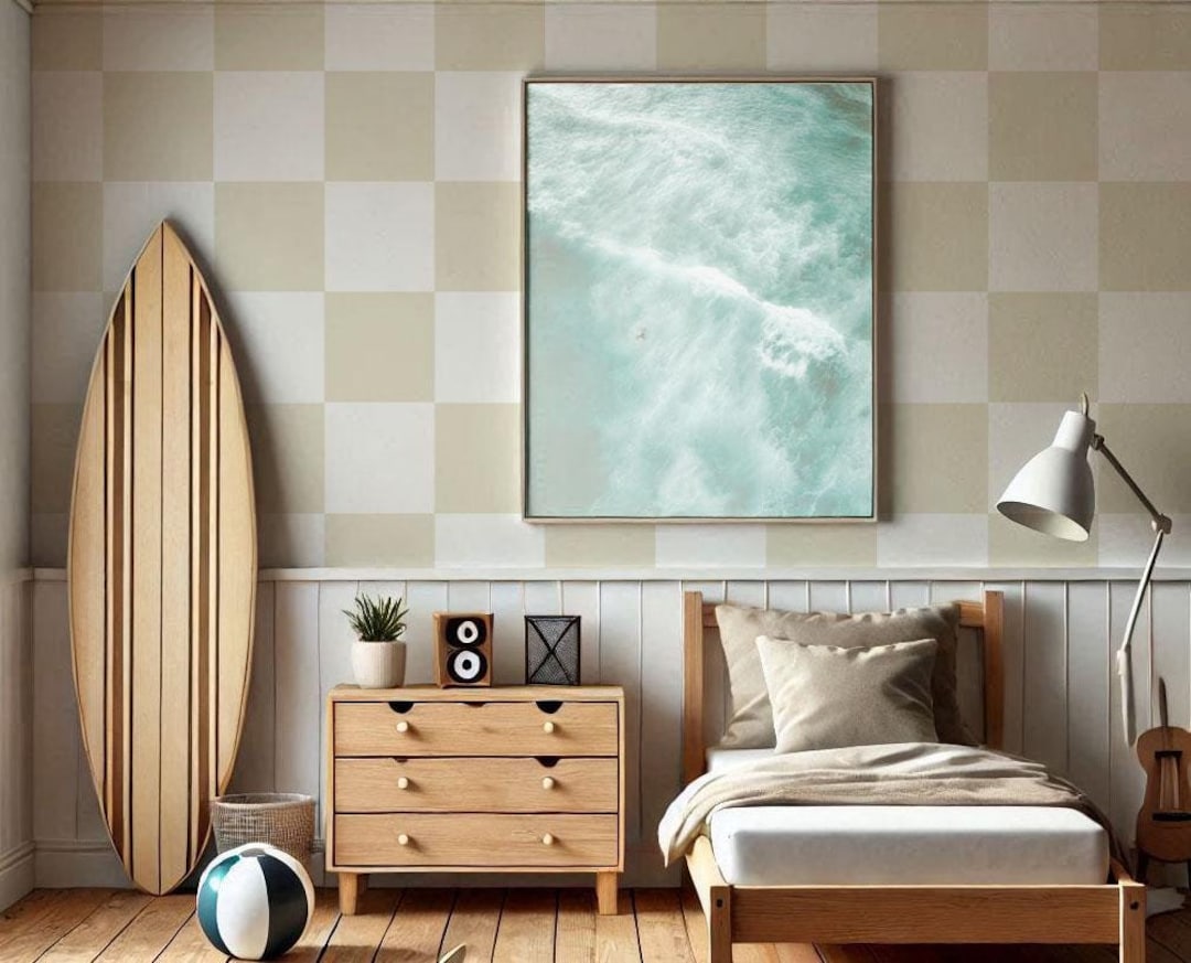 Canvas Beige Checkered Wall // 12" DIY Checker Wall Decals / JUMBO ...