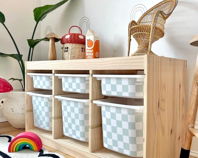 Ollie Checkerboard Storage Bin Sticker // IKEA Trofast Decal / IKEA ...