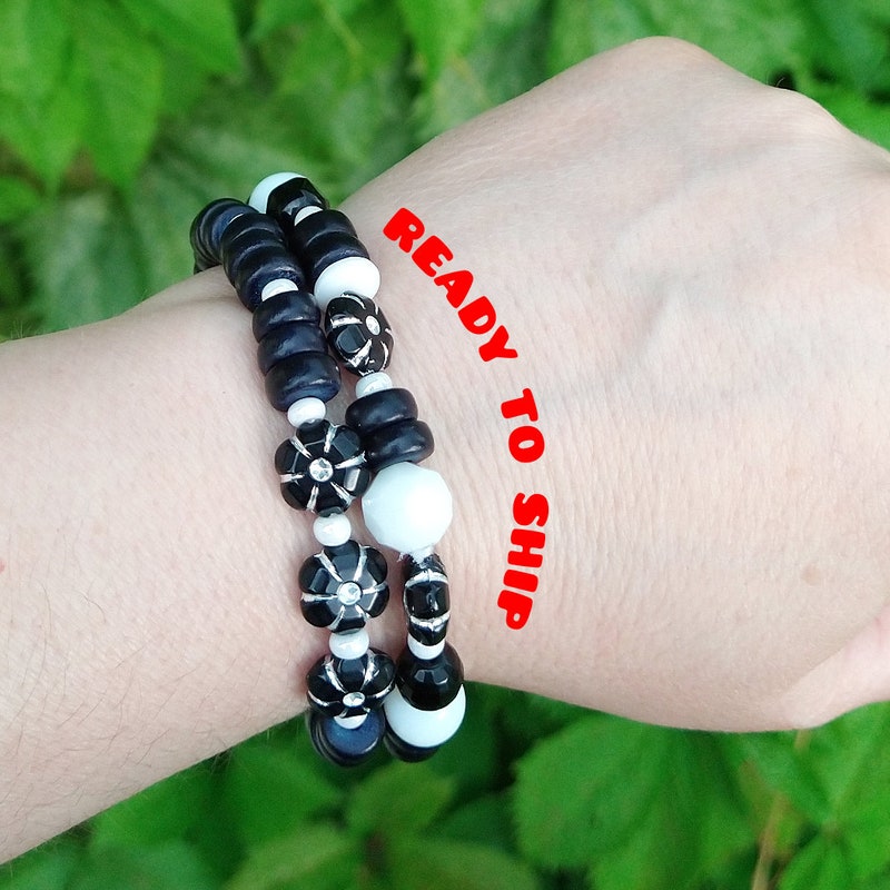 Black White Bracelet - Etsy