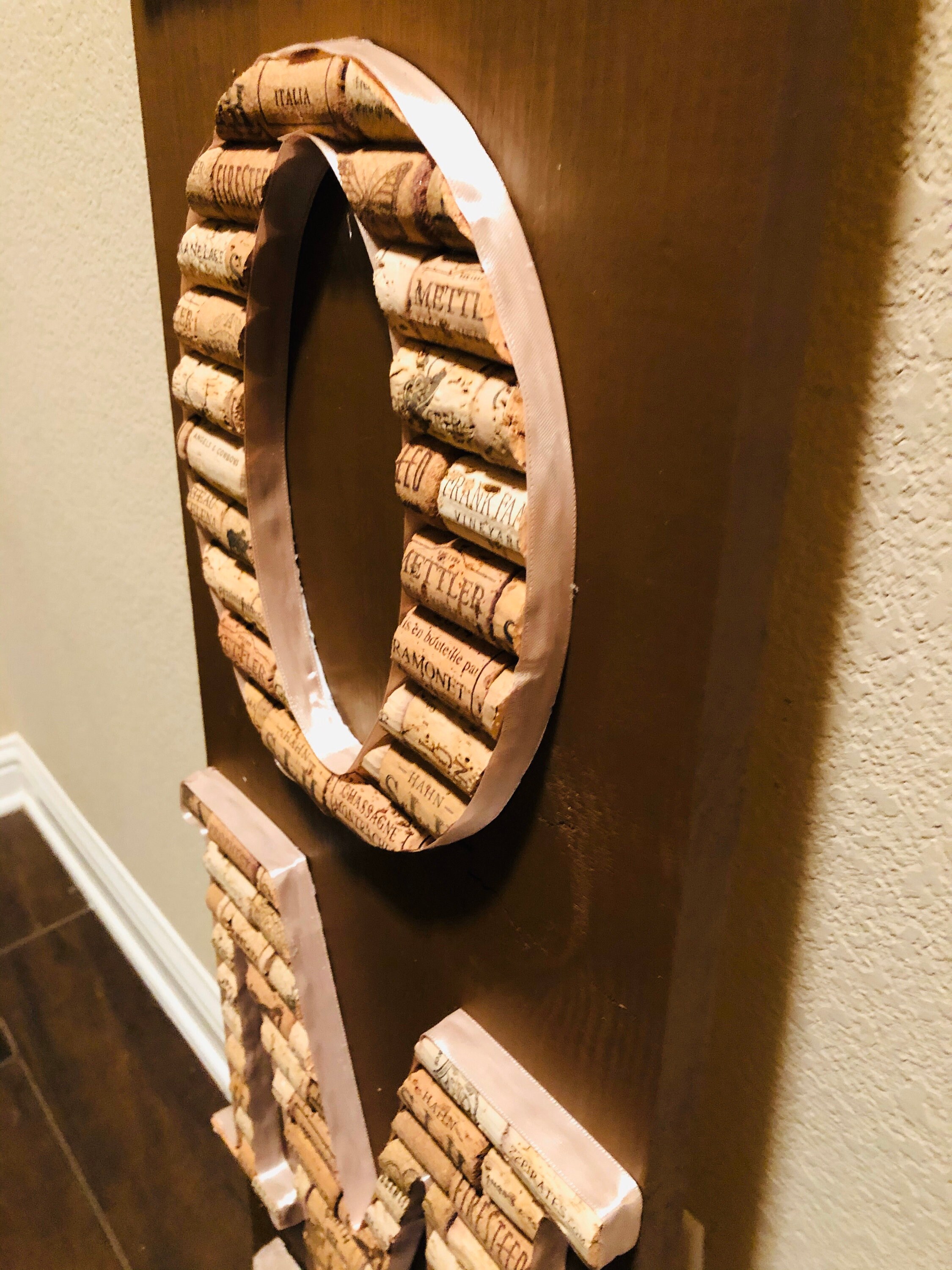 HOME Cork Sign with cream ribbon | Etsy