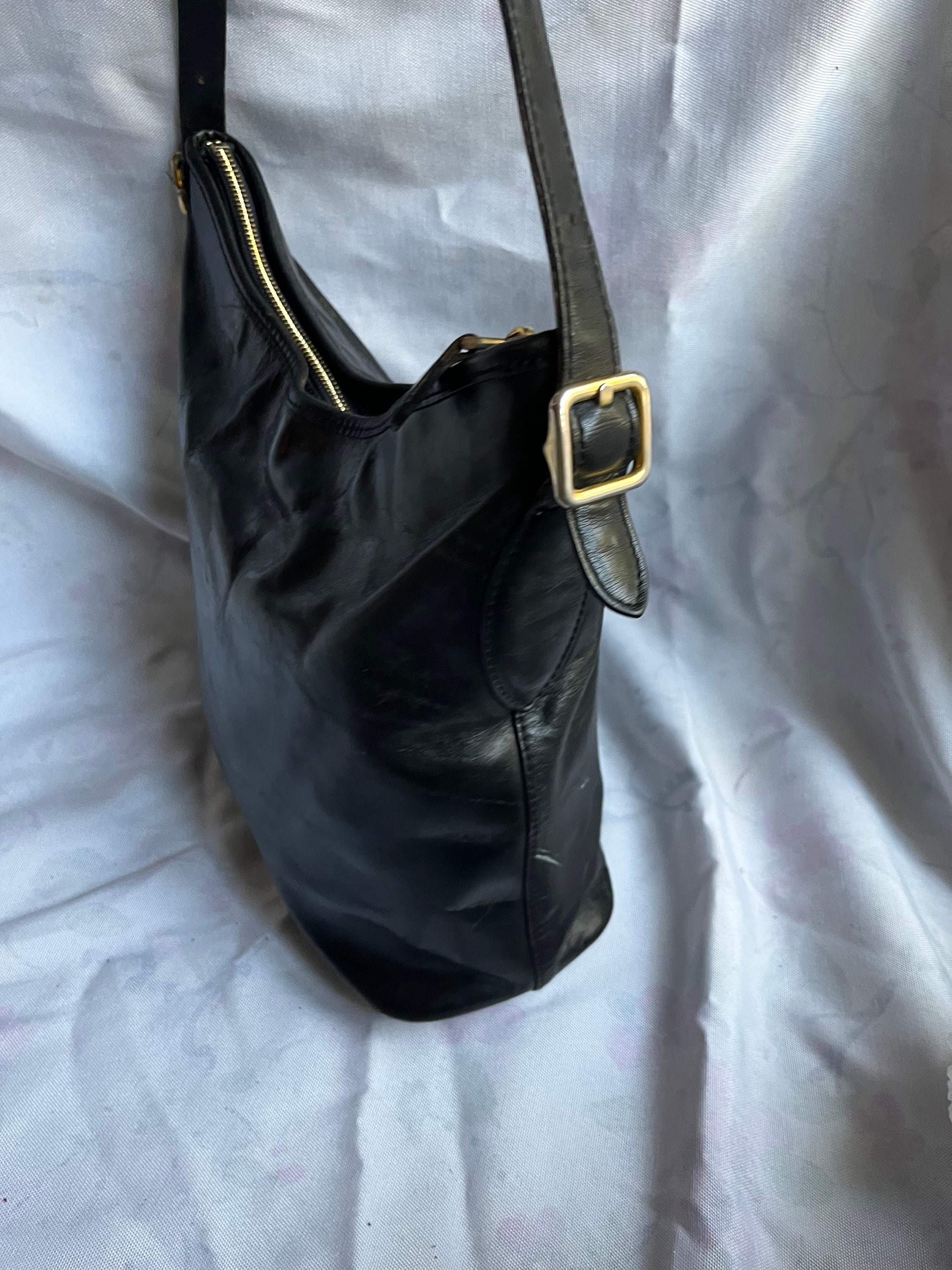 Vintage Monsac Black Leather Shoulder Bag - Etsy