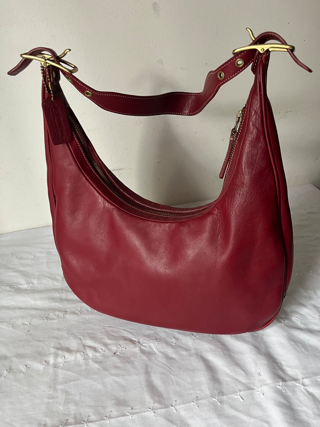 Coach East West Zoe Legacy Red Leather Hobo Shoulder Bag 9591 Purse. - Etsy