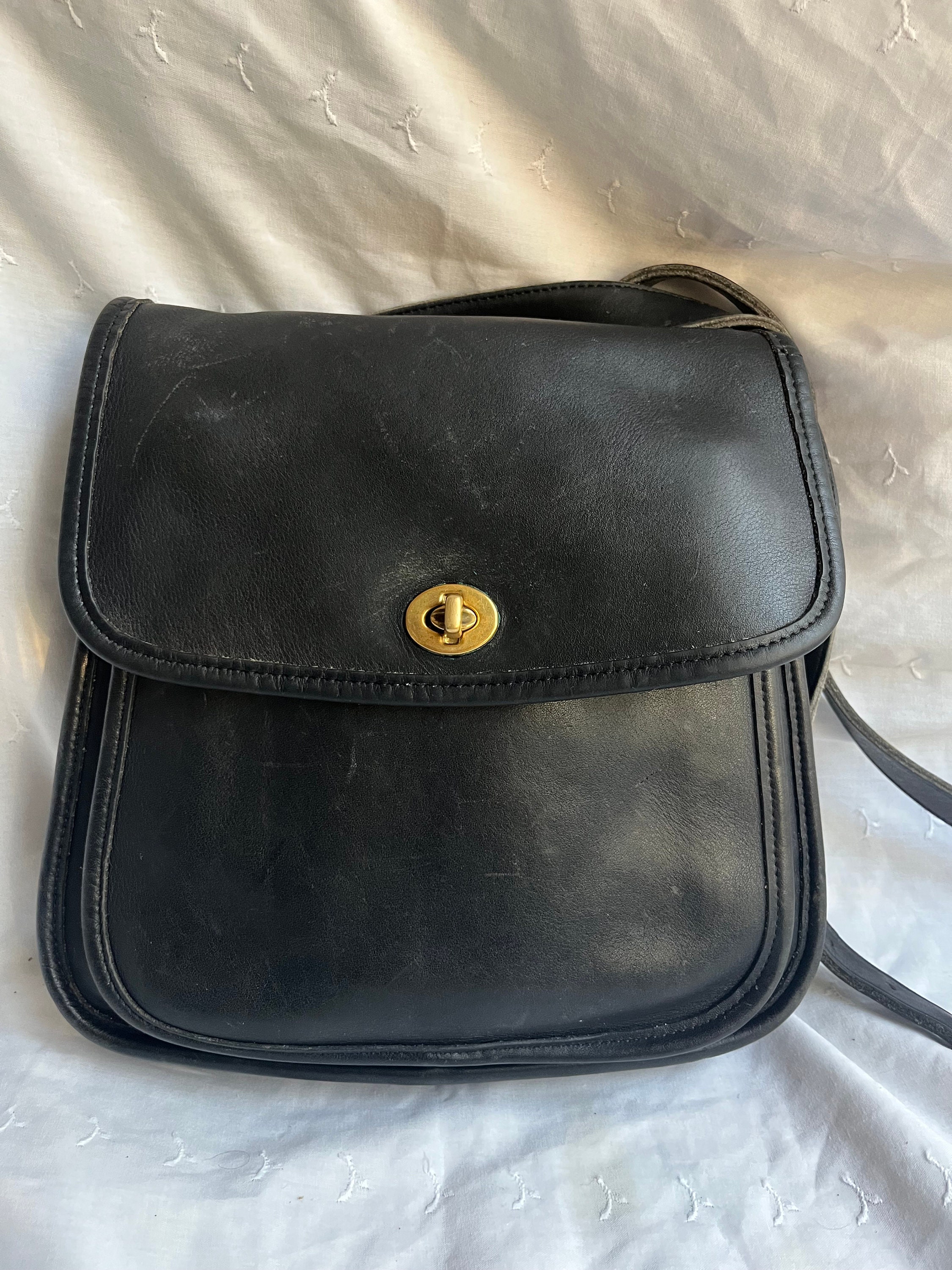 COACH Vintage Black Leather Large Sidepack Saddlebag COACH Vintage Black Leather Large Sidepack Saddlebag