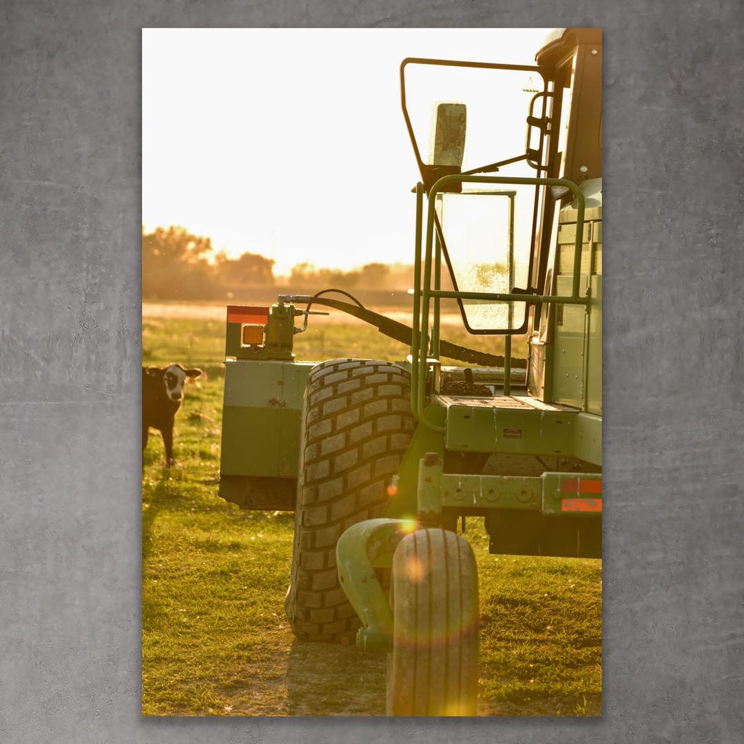 Swather Green Tractor Print Wall Decor, Farm and Ranch Equipment Home ...