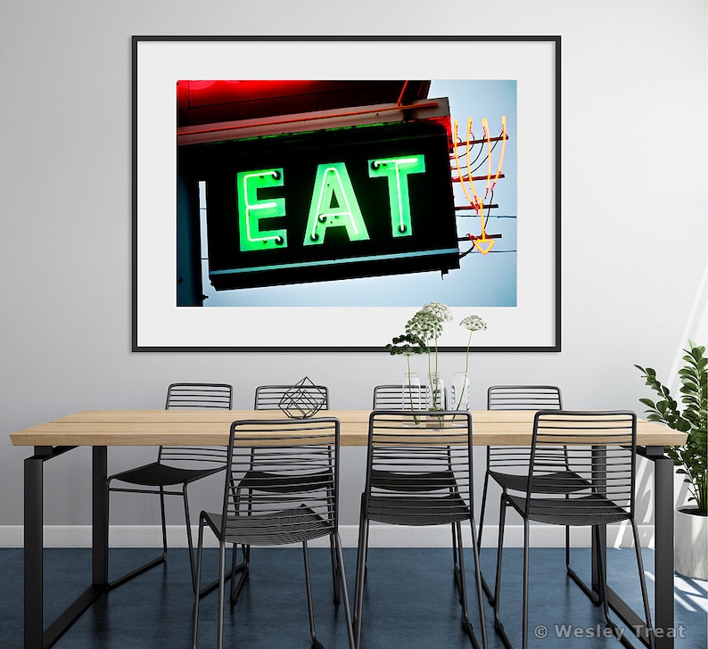 Eat Here - Neon Roadside Diner Sign Photograph - Etsy