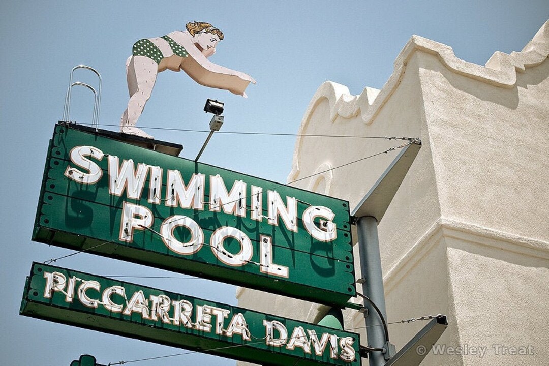 Swimming Pool - Vintage Diving Girl Sign Photograph - Etsy