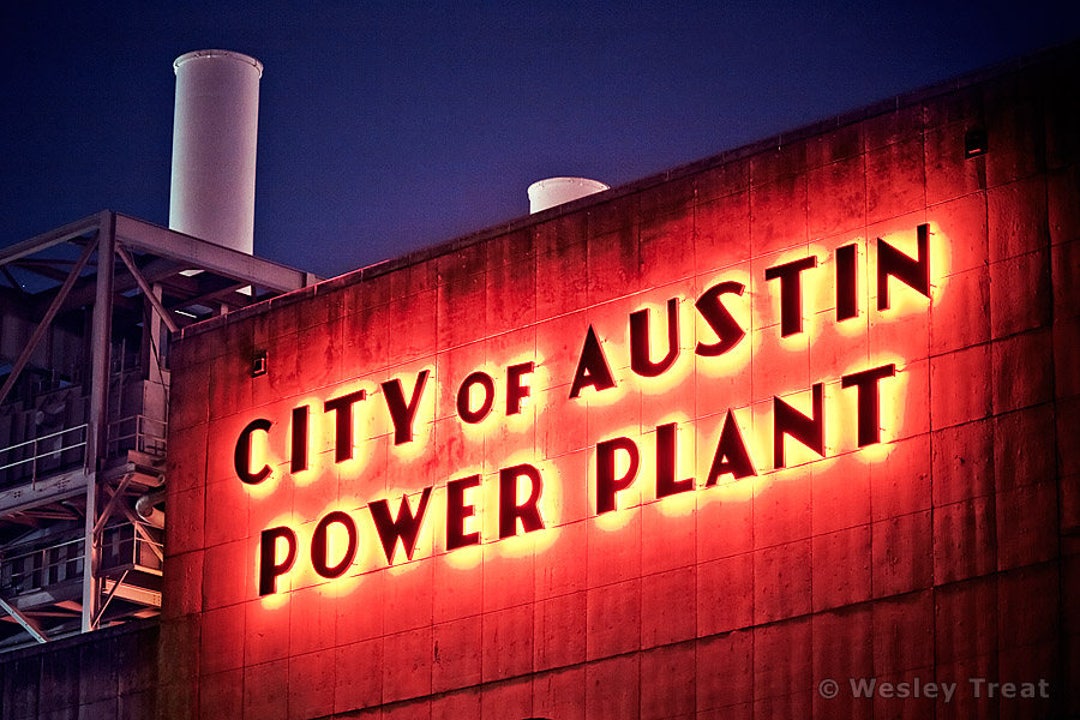 City of Austin Seaholm Power Plant - Historic Art Deco Neon Sign ...