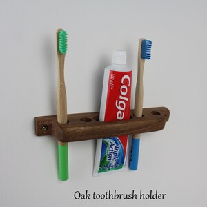 Wooden Toothbrush and Toothpaste Holder, Wall Mounted Toothbrush ...