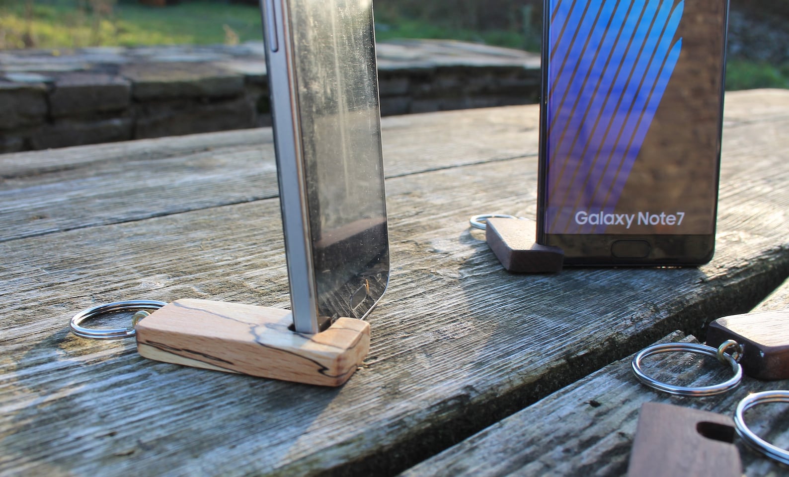 Wooden Keyring Phone Stand and Docking Station, iPhone Stand, Key Chain Phone Holder, Gift Ideas ...
