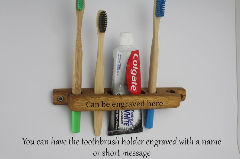 Wooden Toothbrush and Toothpaste Holder Teak and Elm Wall | Etsy