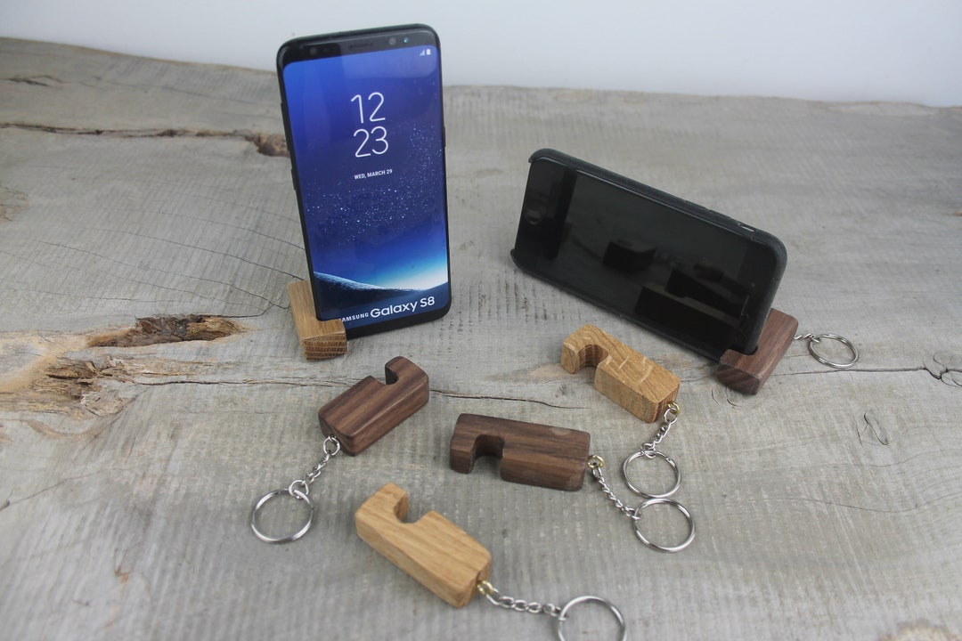 Personalized Wooden Keyring Phone Stand and Docking Station, Chunky ...